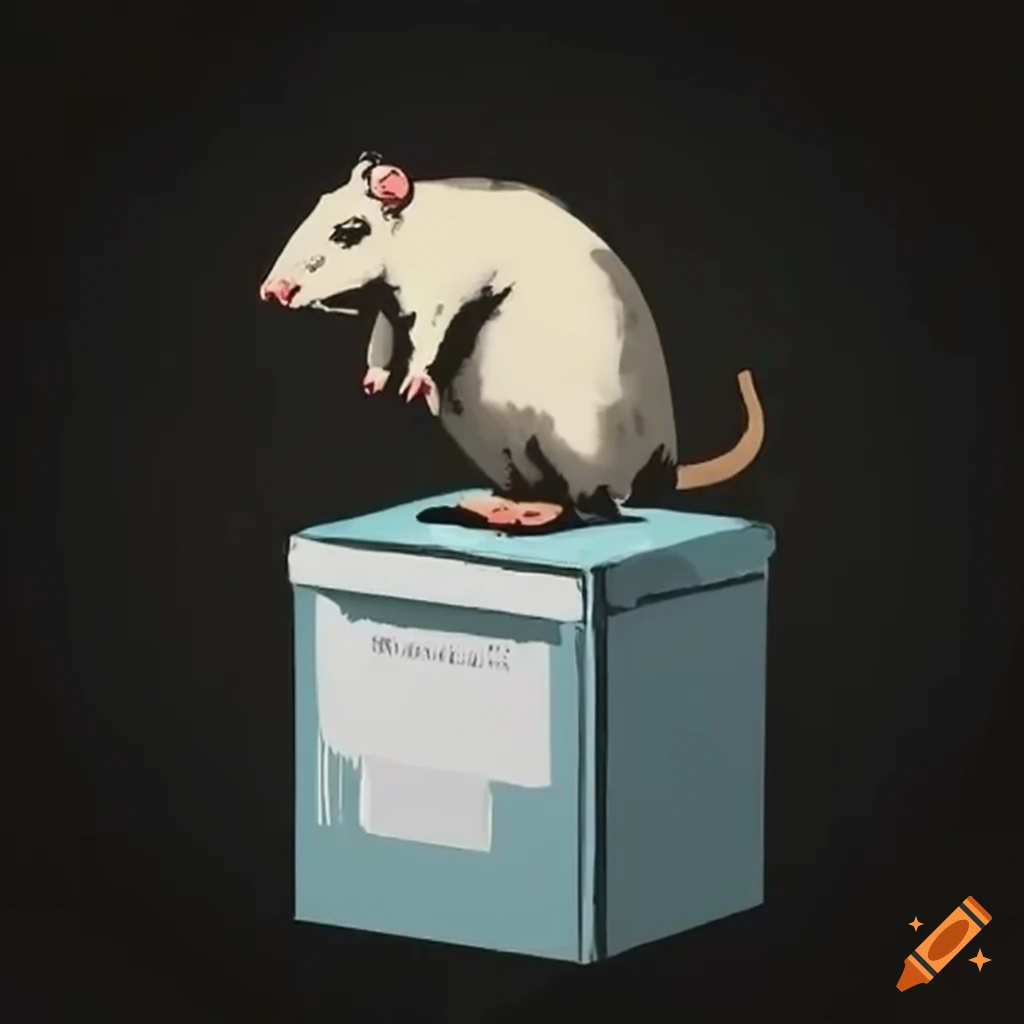 Banksy-style artwork of a rat casting its vote on Craiyon