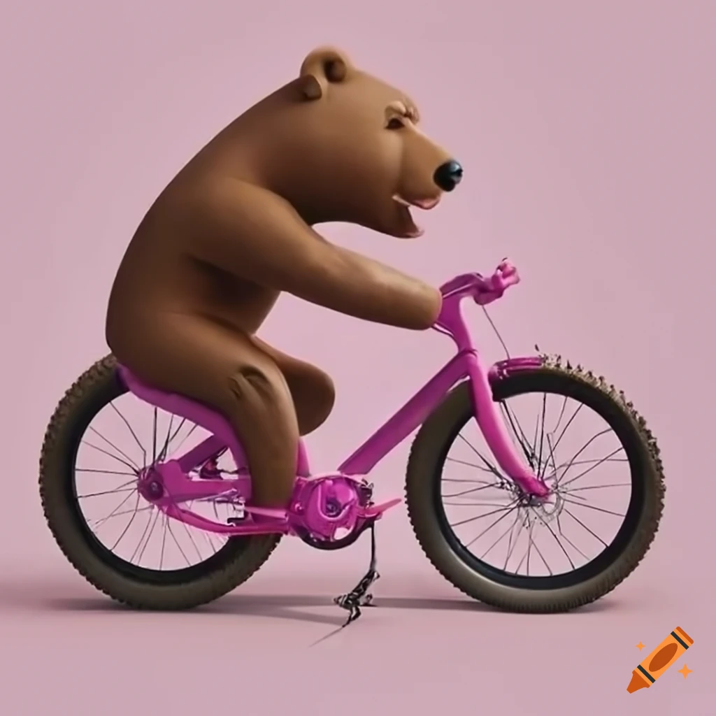 Bear riding a bike on Craiyon