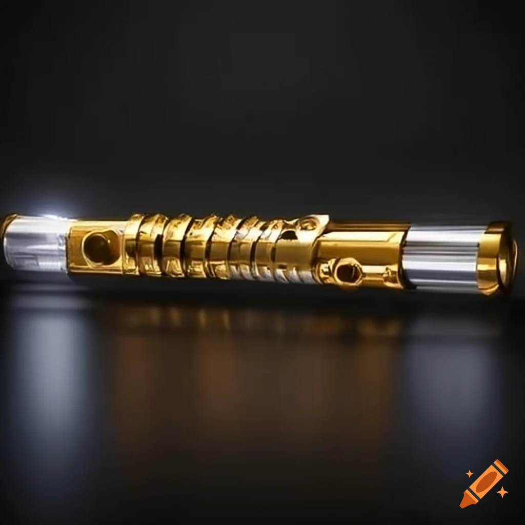 Detailed lightsaber with gold and platinum accents