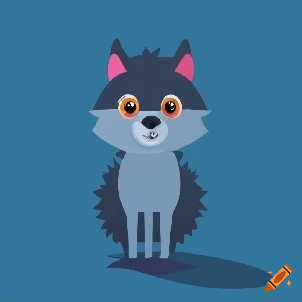 Cute blue wolf vector for kids