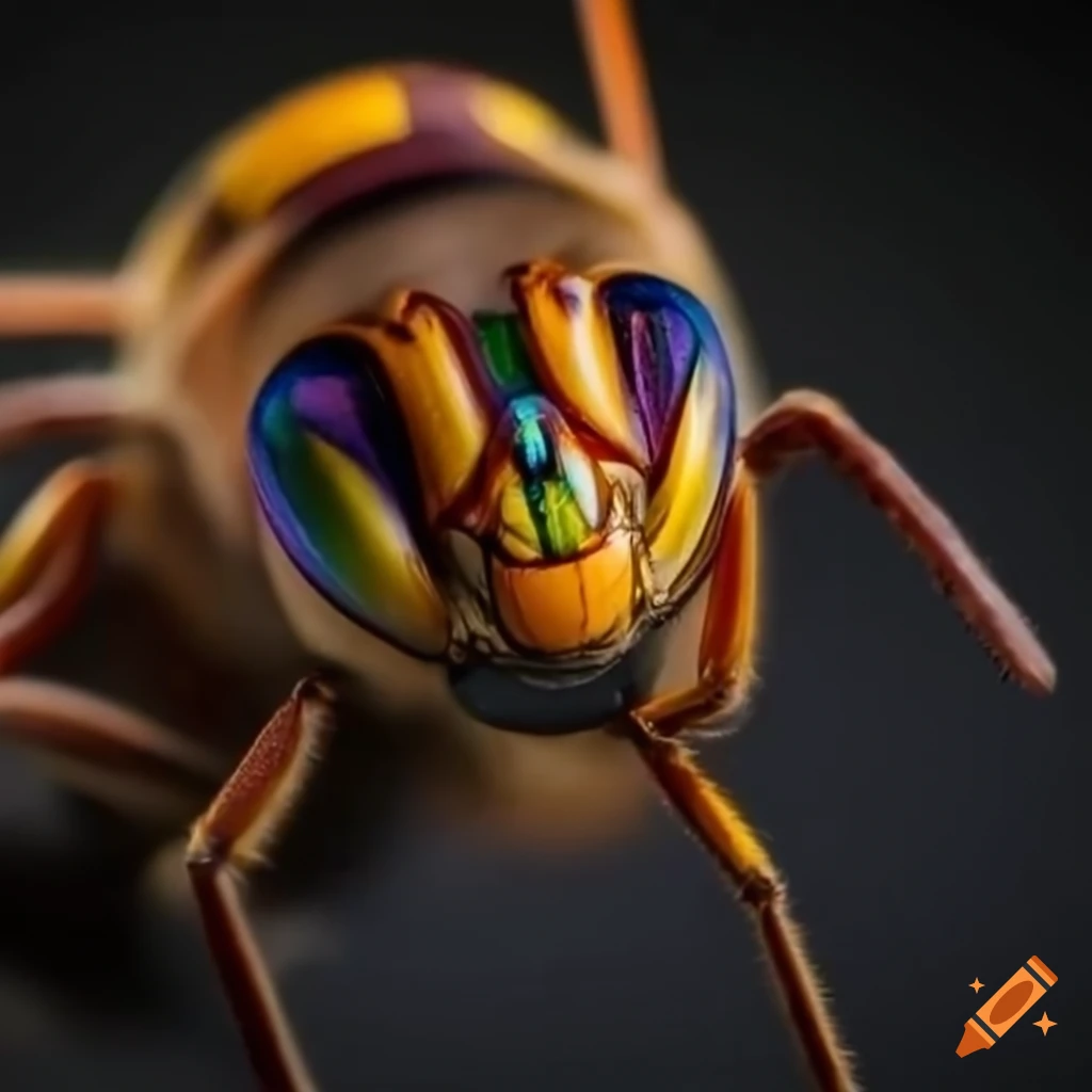 Steampunk hornet in yellow and blue with one big eye on Craiyon