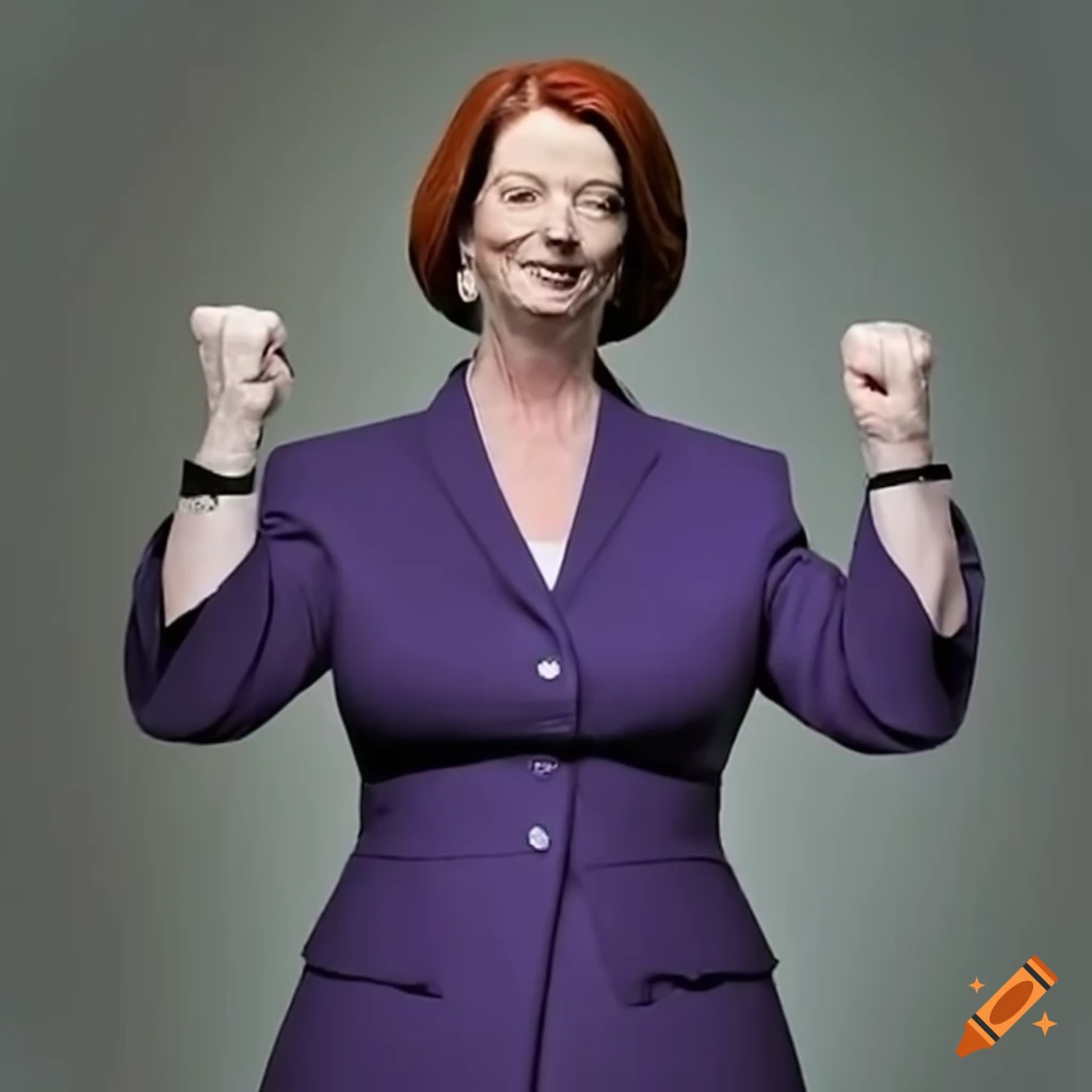 Julia Gillard raising her fist on Craiyon