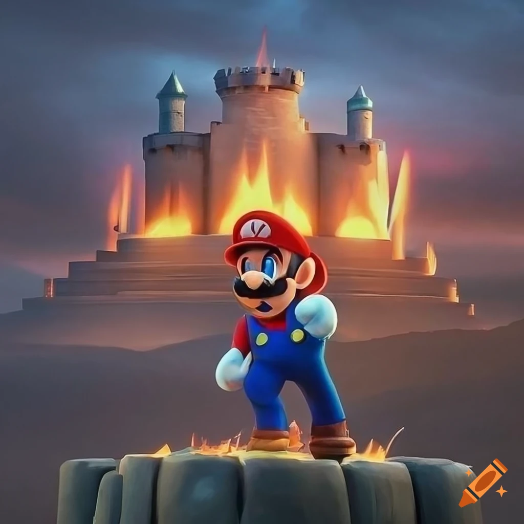 Realistic human portrayal of super mario in a city setting on Craiyon