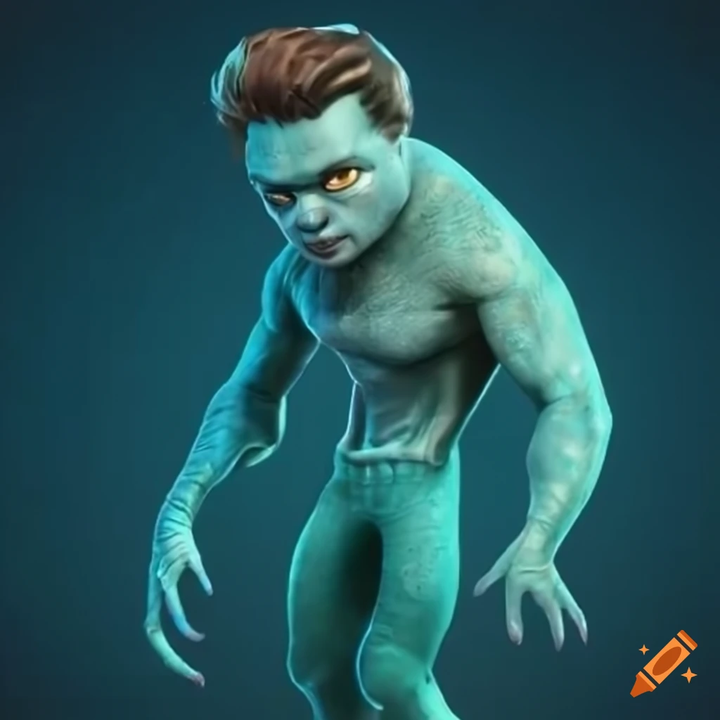 Pixar-style illustration of a sea monster named steve harrington