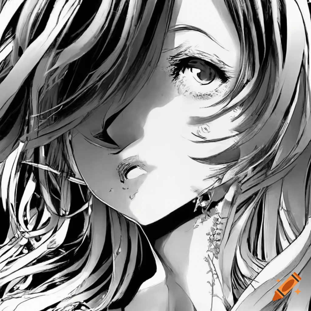 Detailed black and white line art of a female model on Craiyon
