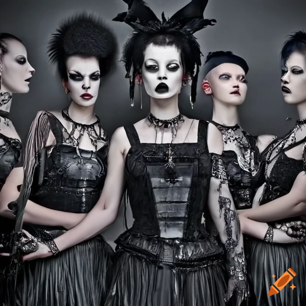 Image of a goth group on Craiyon