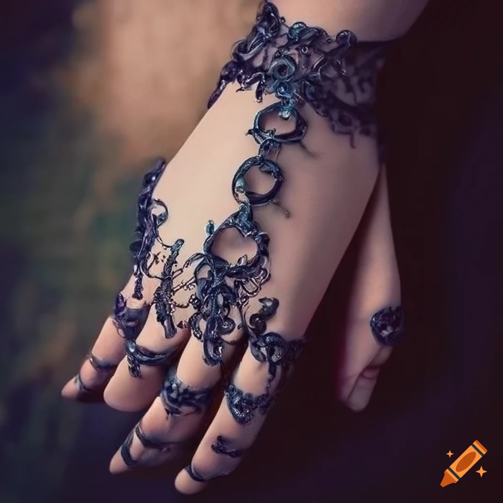 Fantasy gothic lace hand adornment on Craiyon