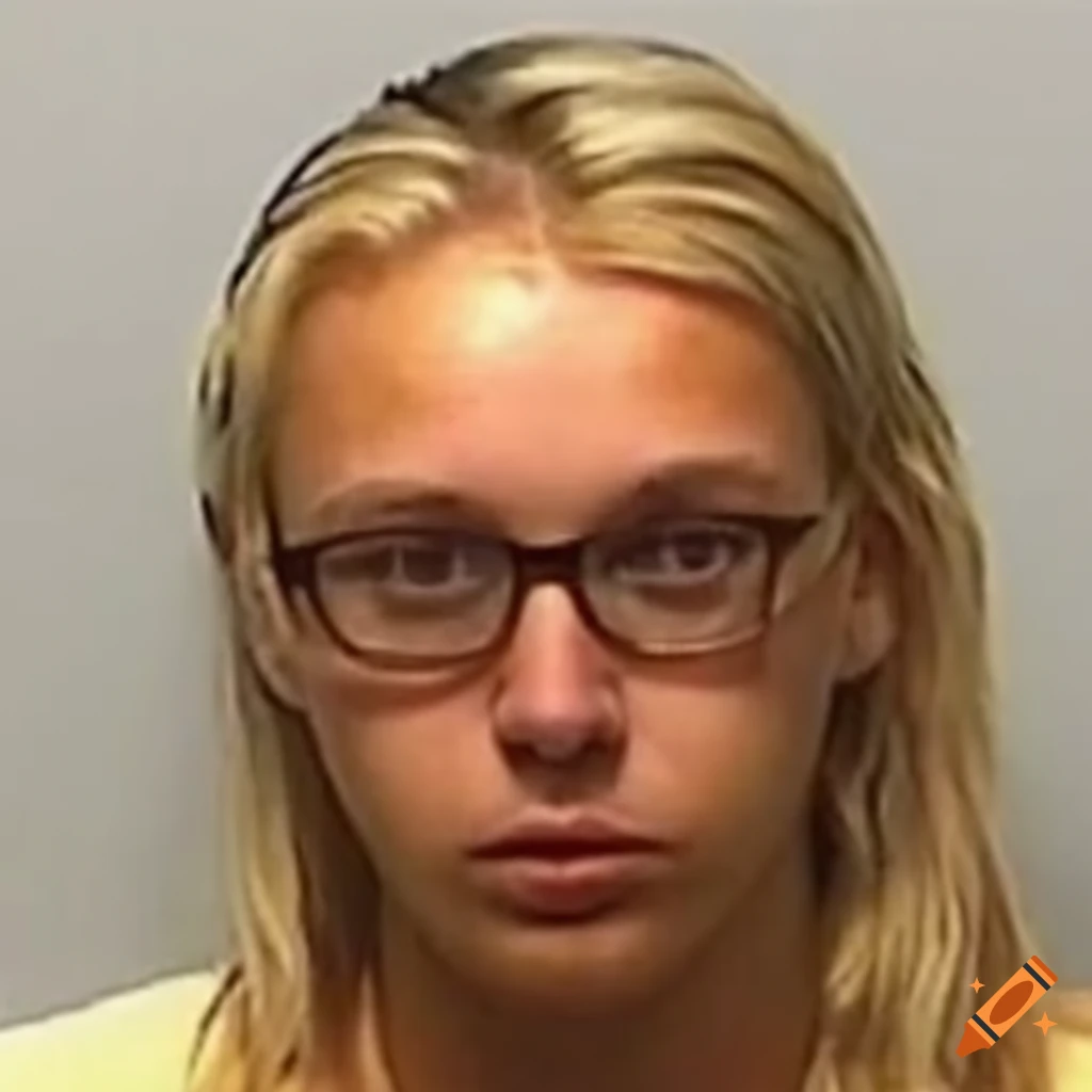 Blonde woman mugshot on Craiyon