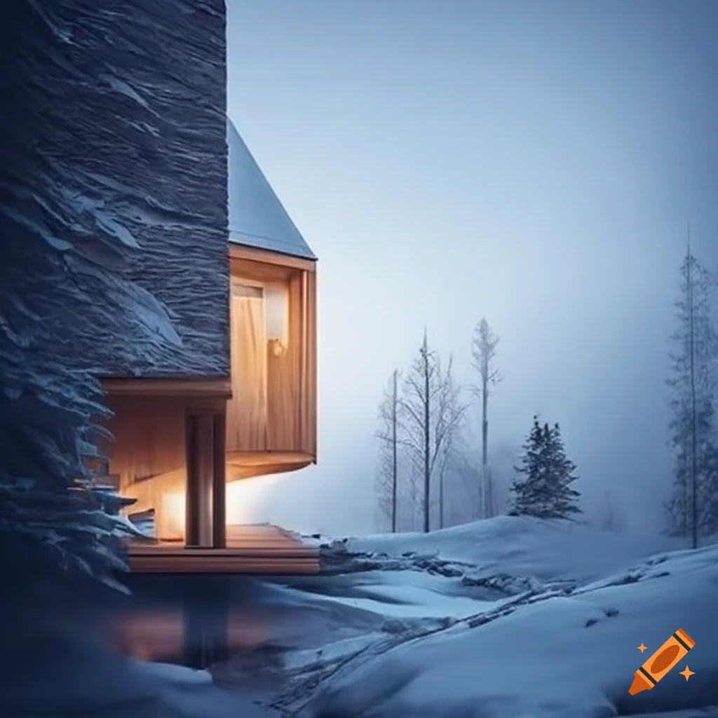 Nordic minimalist tower cabin architecture on Craiyon