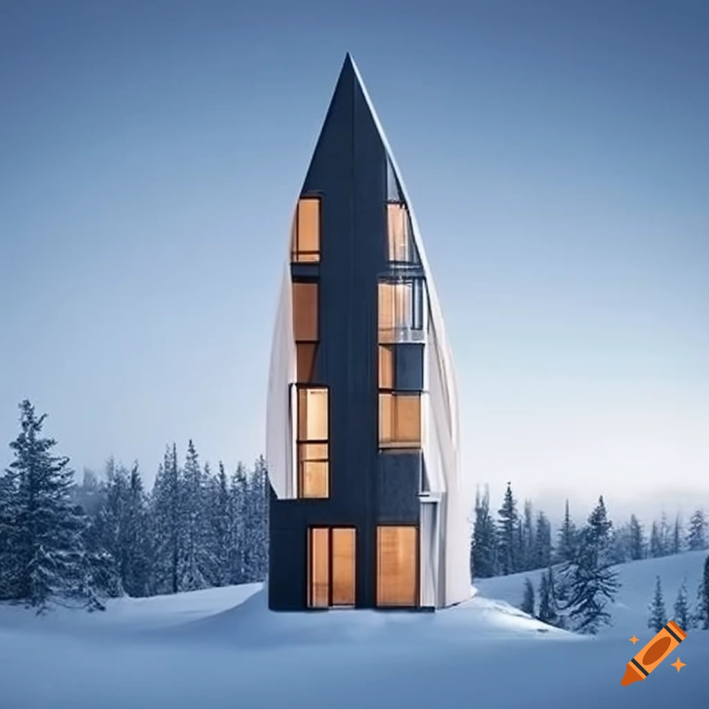 Image of a sophisticated nordic minimalistic tower cabin on Craiyon