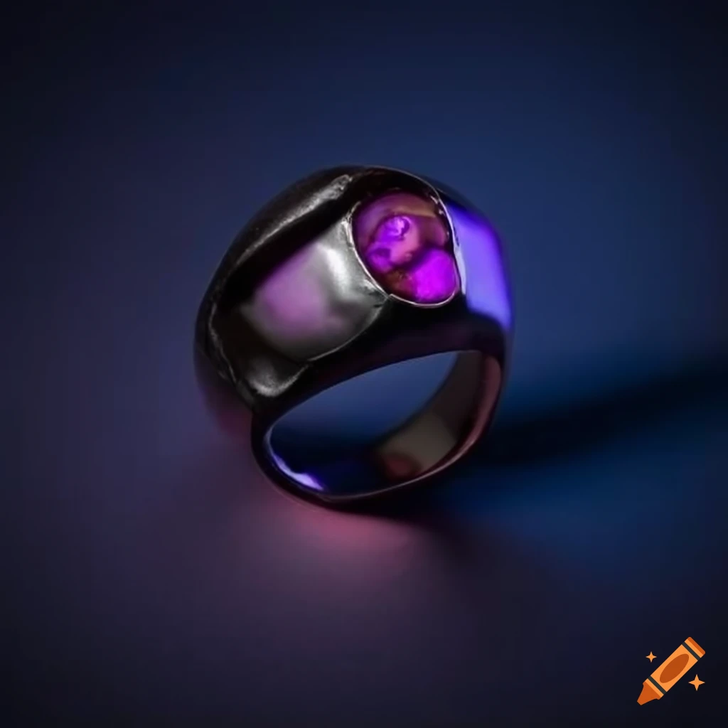 Obsidian ring with glowing purple cracks on Craiyon