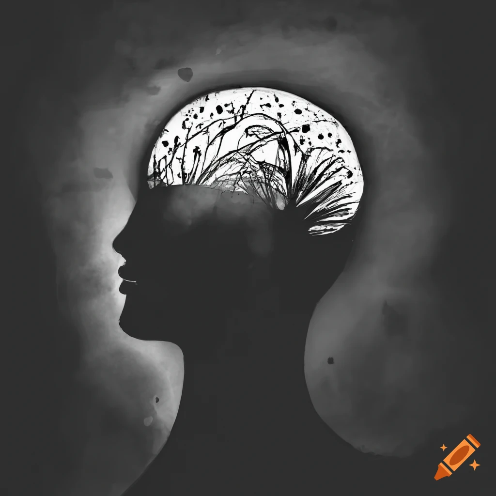 Abstract artwork depicting a mind at sunset on Craiyon