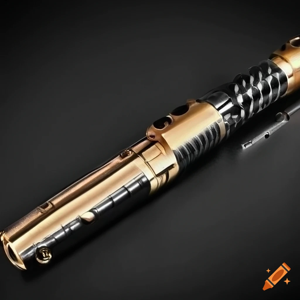 Detailed lightsaber hilt with bronze and golden accents on Craiyon
