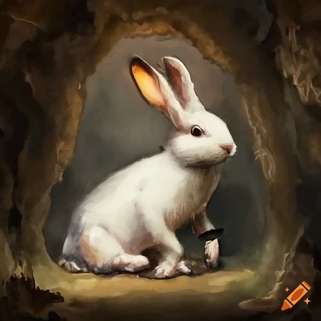 Rabbit stuck in a crypt on Craiyon