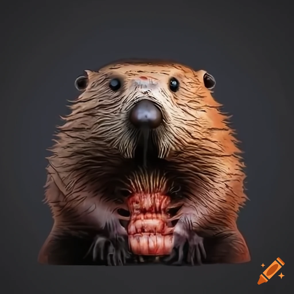 Front facing horror beaver artwork on Craiyon
