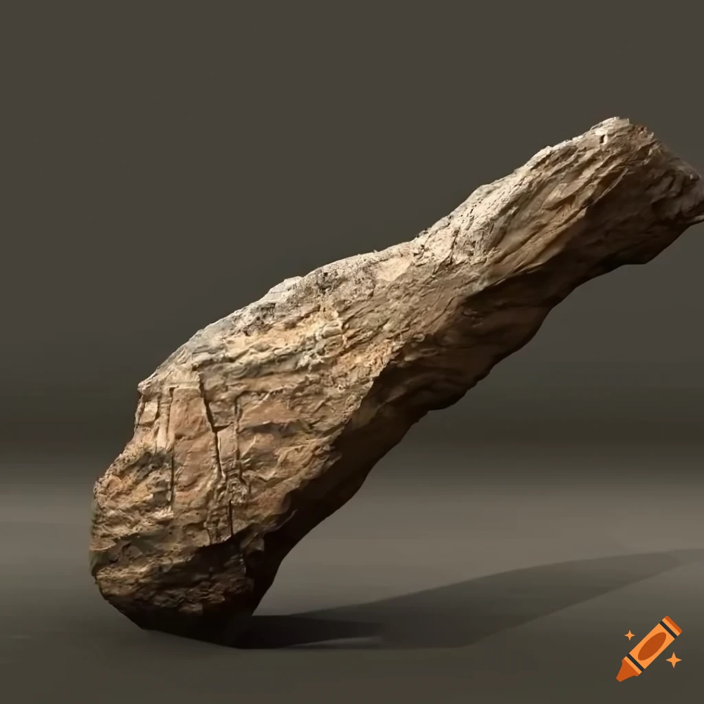 Realistic depiction of a large sharp rock in the ground on Craiyon
