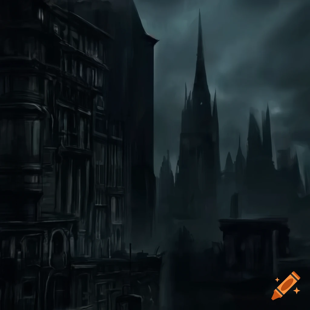 Dark gothic wallpaper with ancient civilization fragments on Craiyon