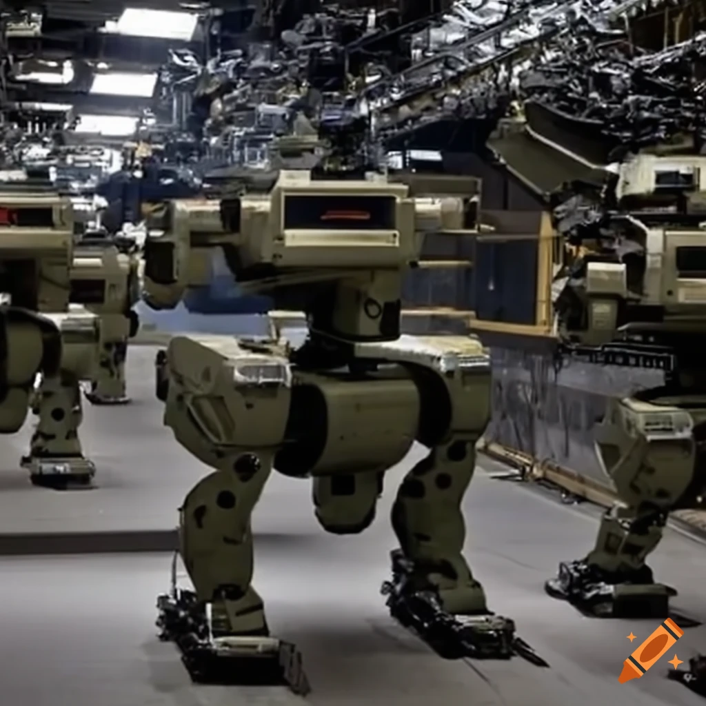 Concept art of giant robots marching in a city on Craiyon