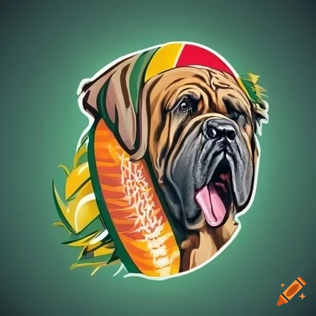 Mastiff wearing a mango football helmet as a sports logo on Craiyon
