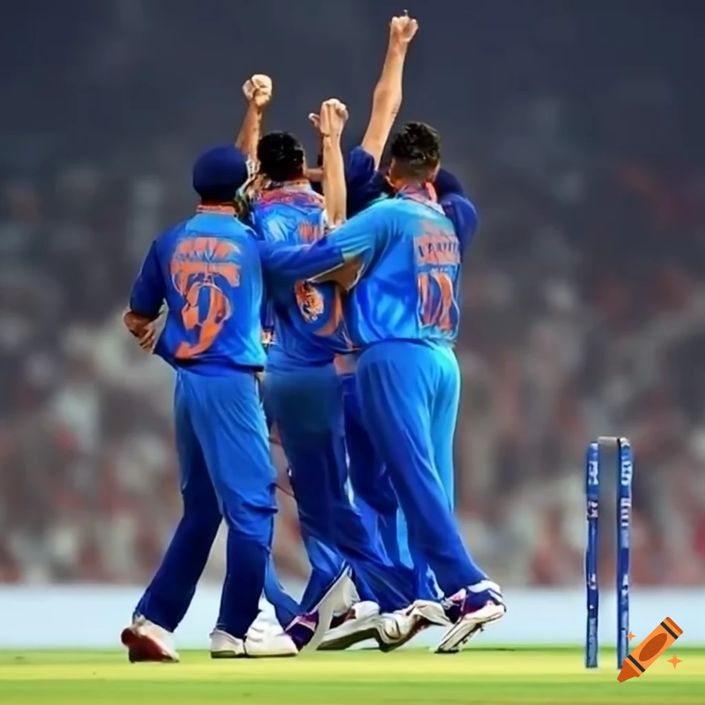 Celebration of indian cricket team on Craiyon