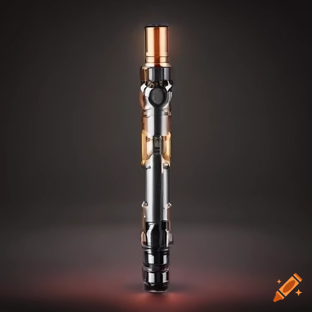 Silver lightsaber with gold details on Craiyon