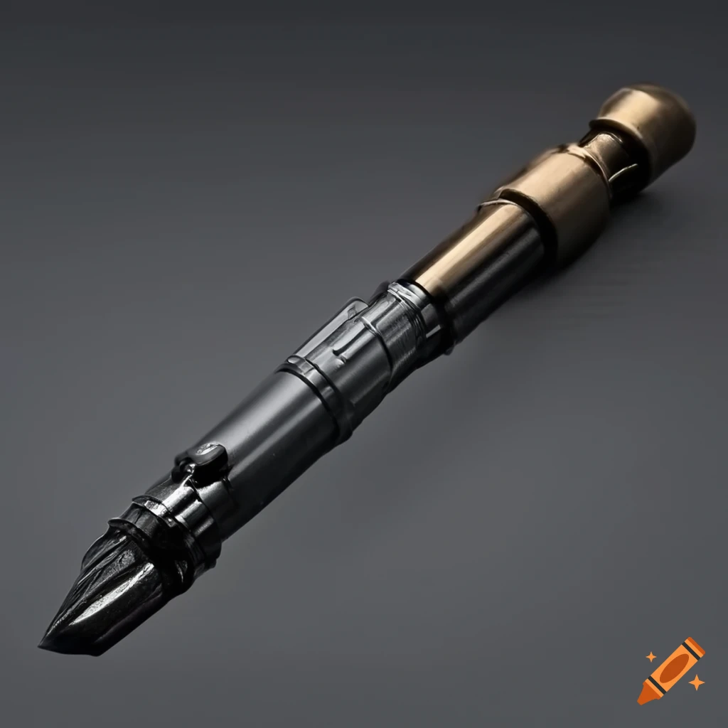 Detailed gunmetal-black lightsaber hilt with bronze accents on Craiyon