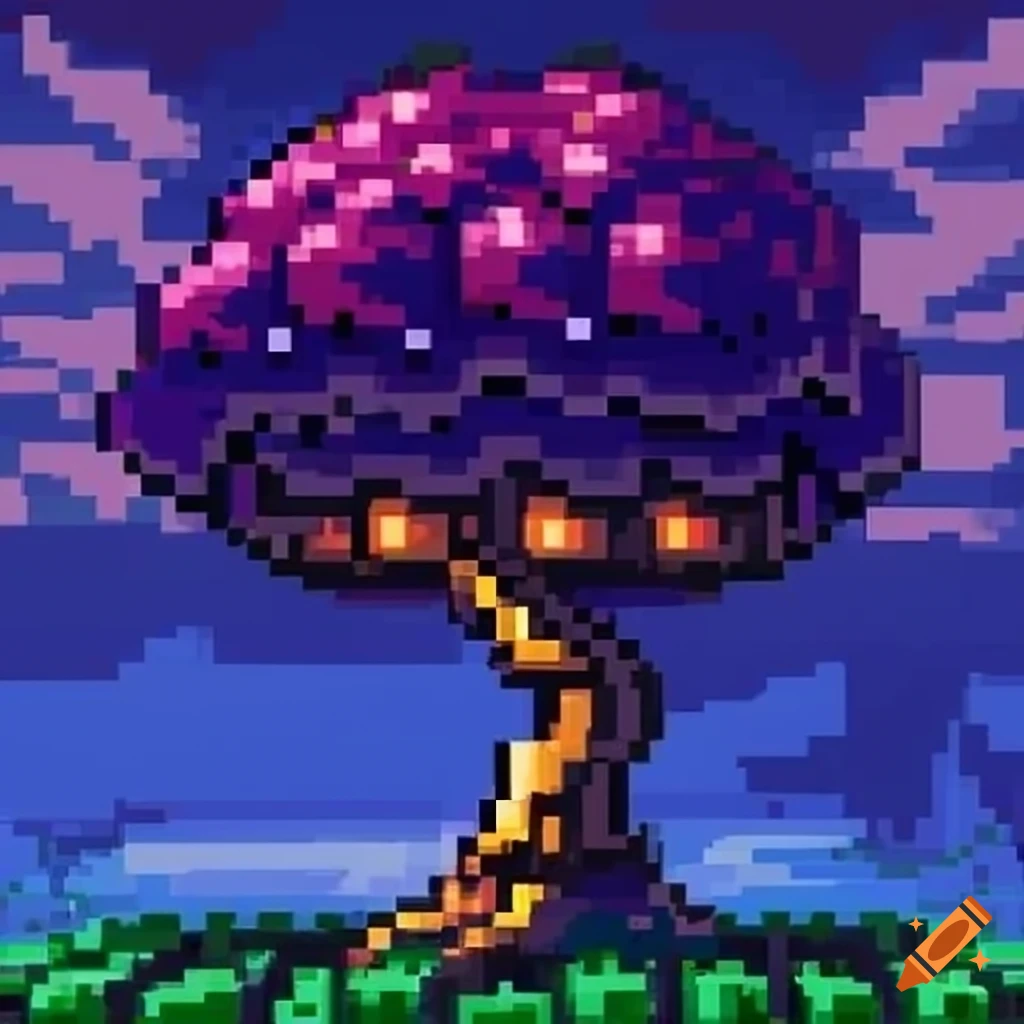 Vibrant pixel art trees inspired by chrono trigger on Craiyon