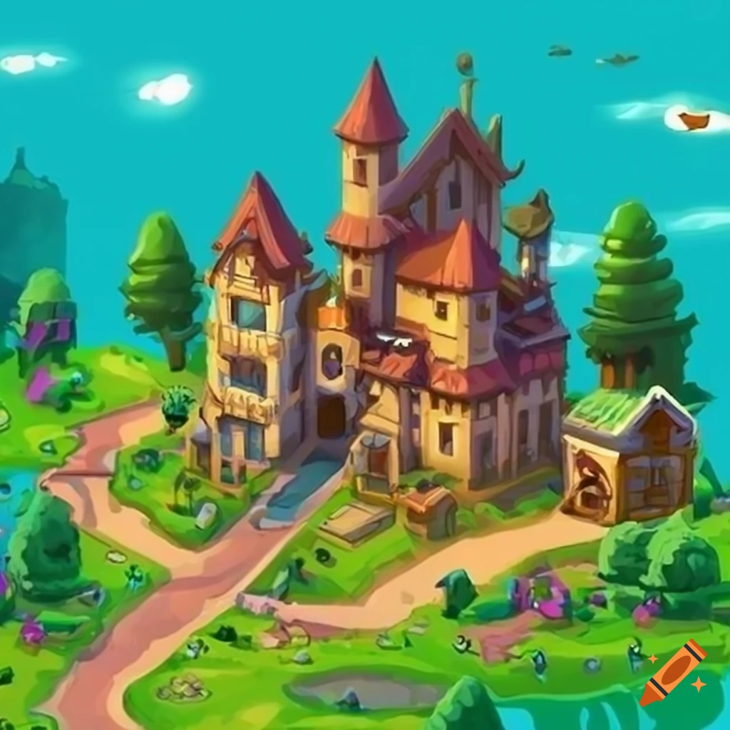 Background of a fantasy game town