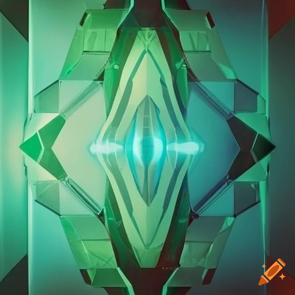 Retro green sci-fi design with a rhombus shape