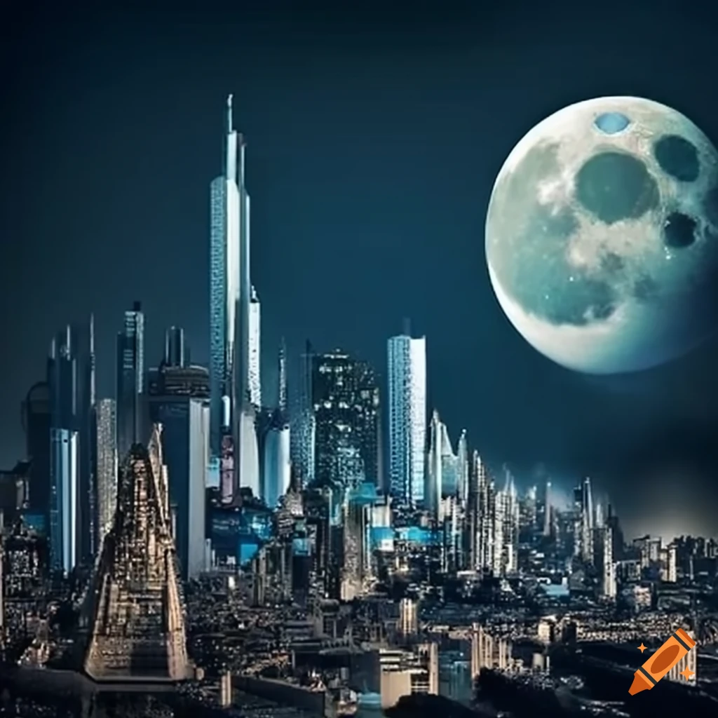 Image of a futuristic city on the moon
