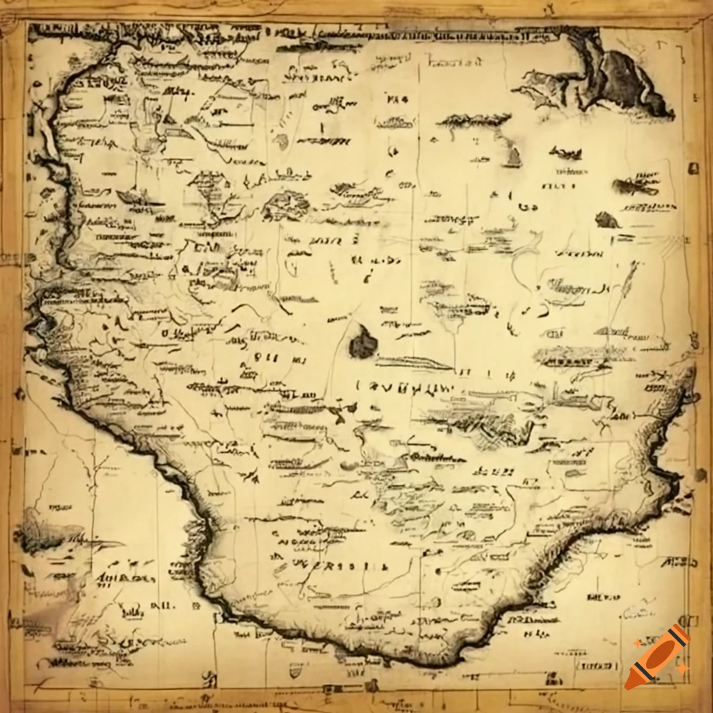 Mysterious ancient map of an undiscovered island on Craiyon