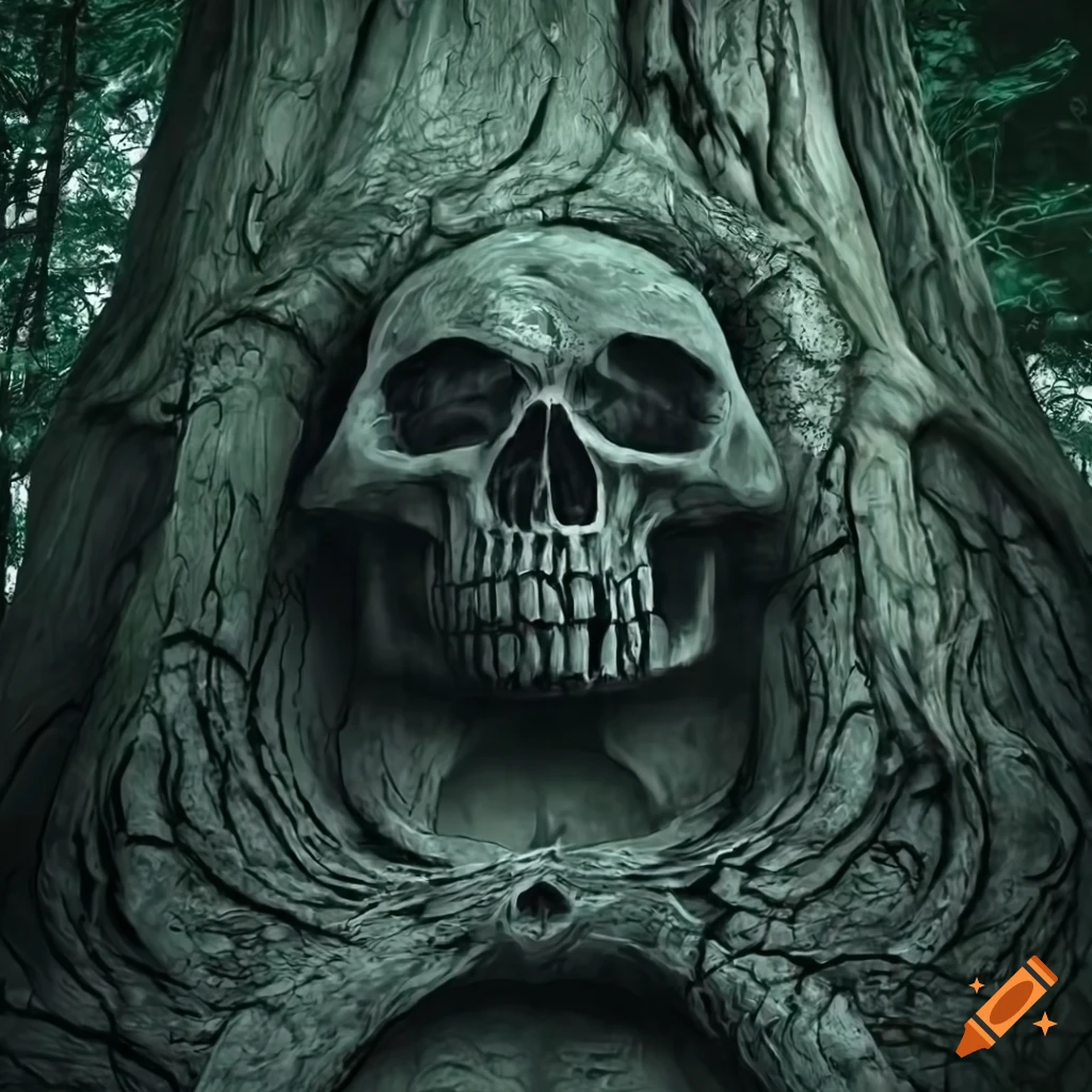 Art nouveau style of spooky stone tree-like structures on Craiyon