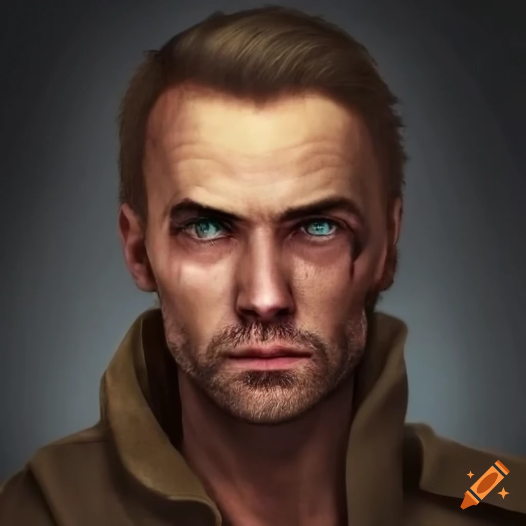 Portrait of a kind-faced man in a coat on Craiyon