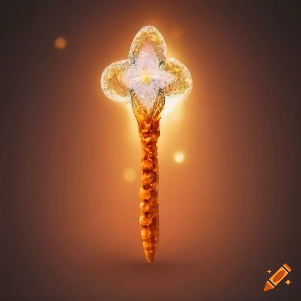 Orange crystal fairy wand with a sparkling star