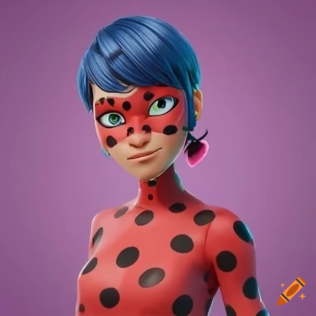 Miraculous Ladybug character as a Fortnite skin on Craiyon