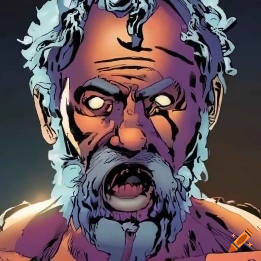 Comic book image of socrates leaving his house on Craiyon