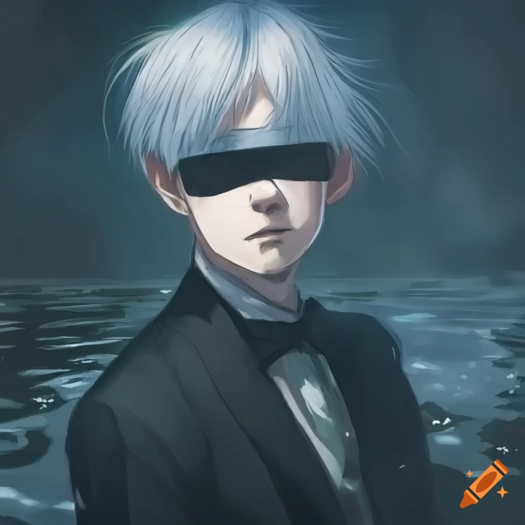 Anime-style artwork of a young man walking in a moonlit stream on Craiyon