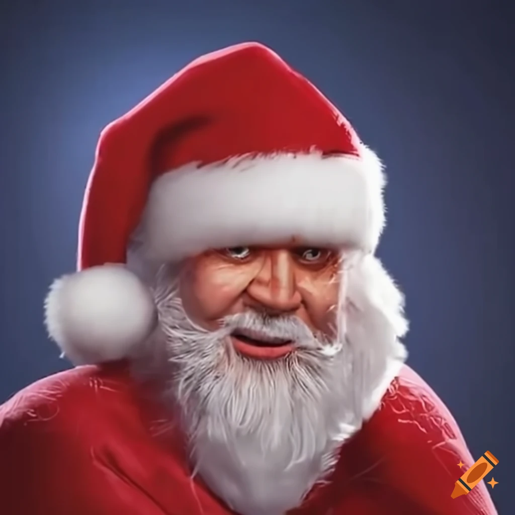 Realistic santa portrayed as an evil villain on Craiyon
