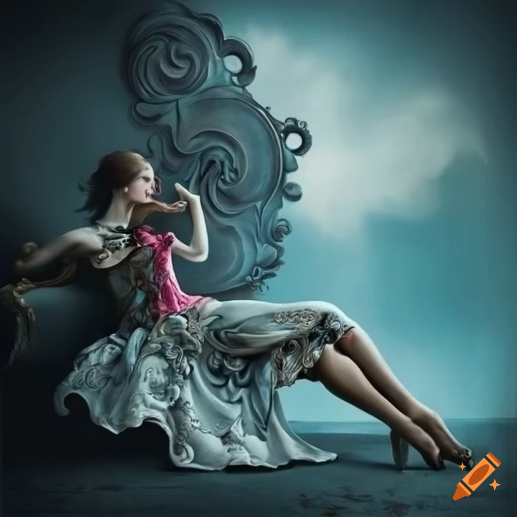 Surreal baroque rococo style artwork on Craiyon
