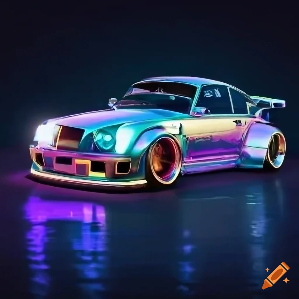 Render of a modified vintage gtr bentley drifting on Craiyon