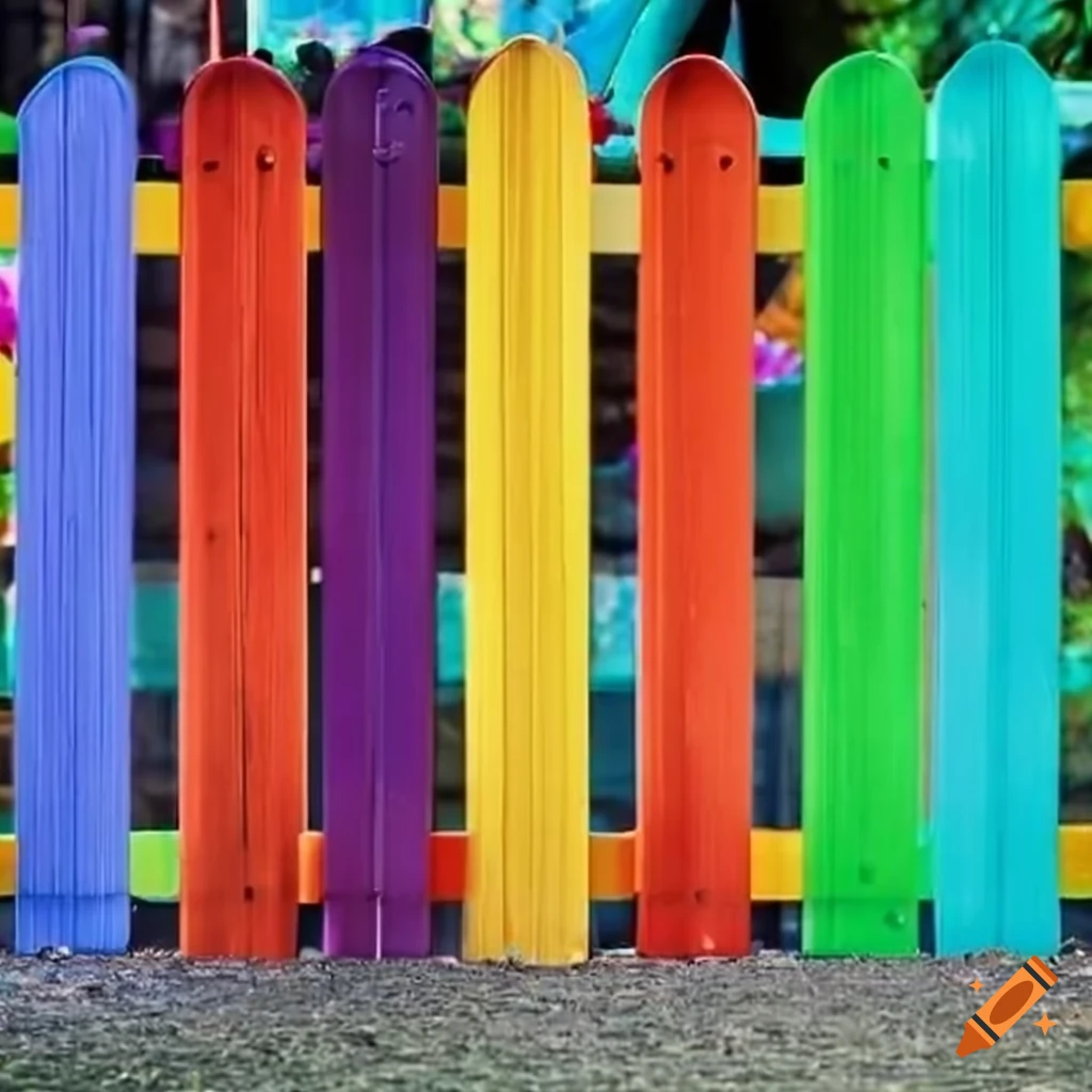 Colorful fence at a playground on Craiyon
