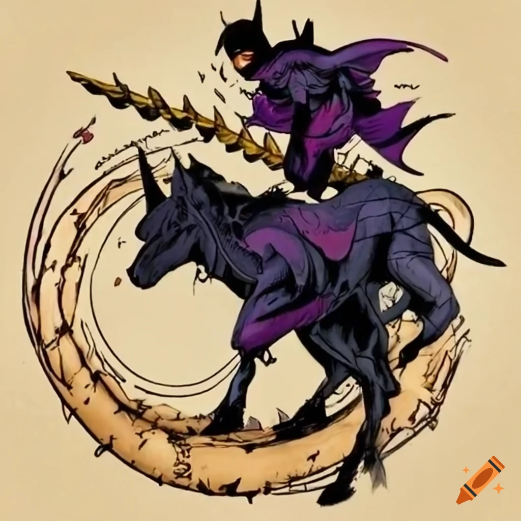 Batman riding a unicorn on Craiyon