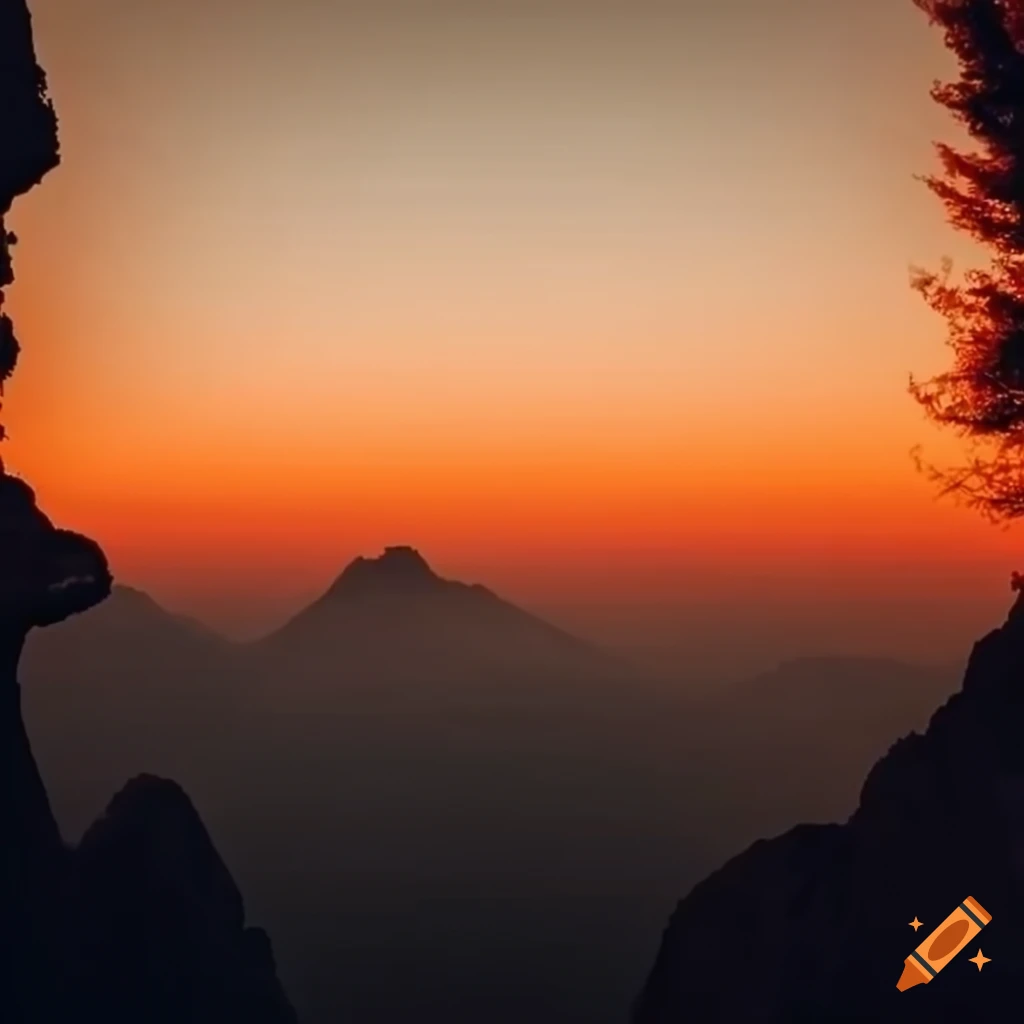 Sunset mountain landscape on Craiyon