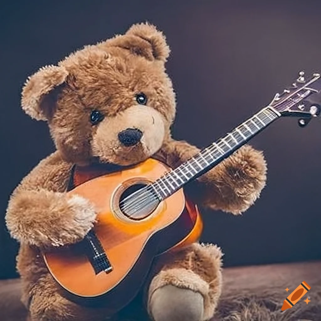 Teddy bear playing guitar on Craiyon