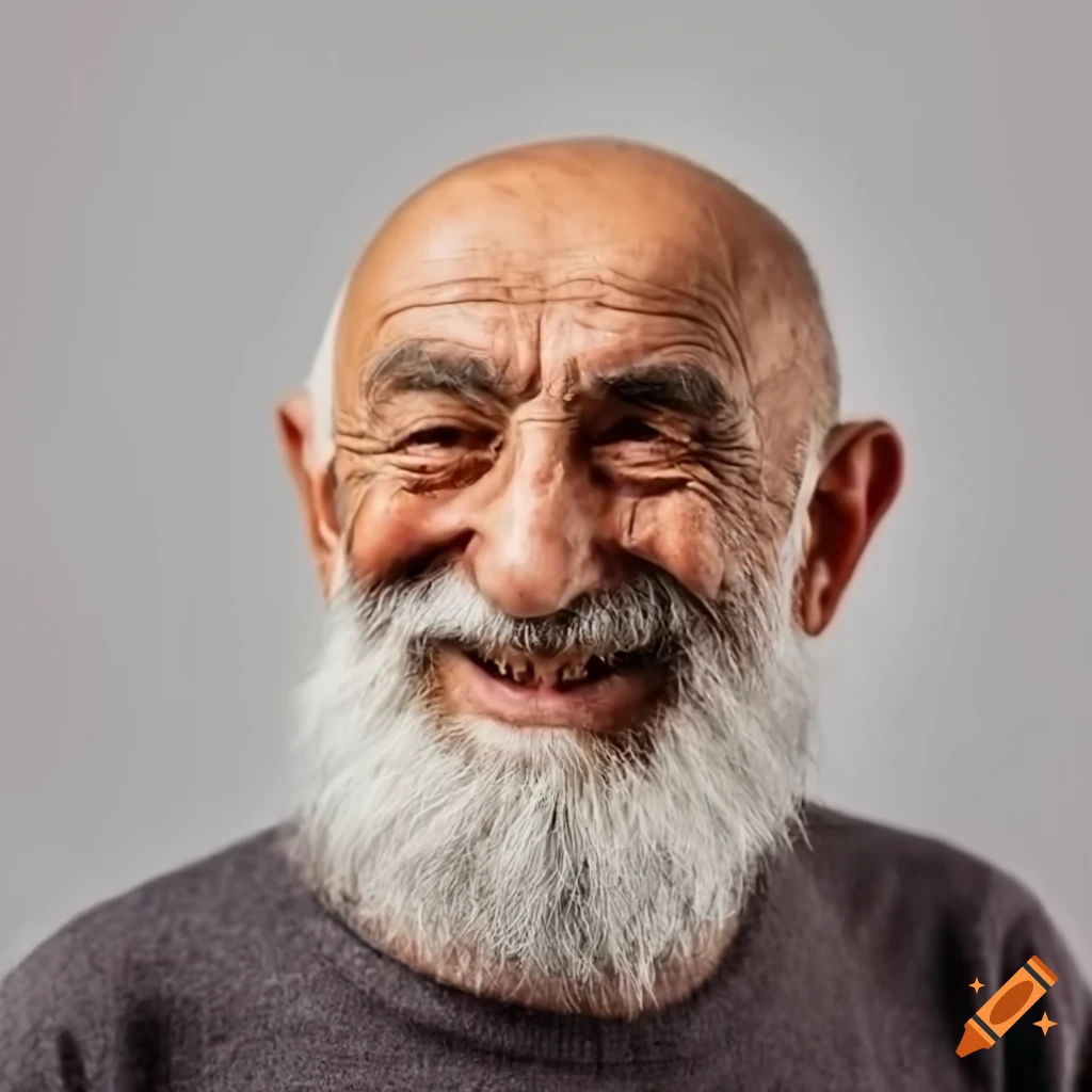 Portrait of a smiling elderly Turkish man with a beard on Craiyon