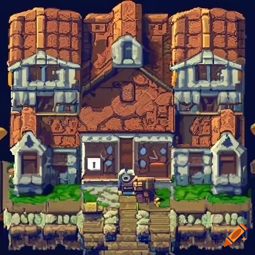 Retro-style small town tileset for RPG Maker games on Craiyon