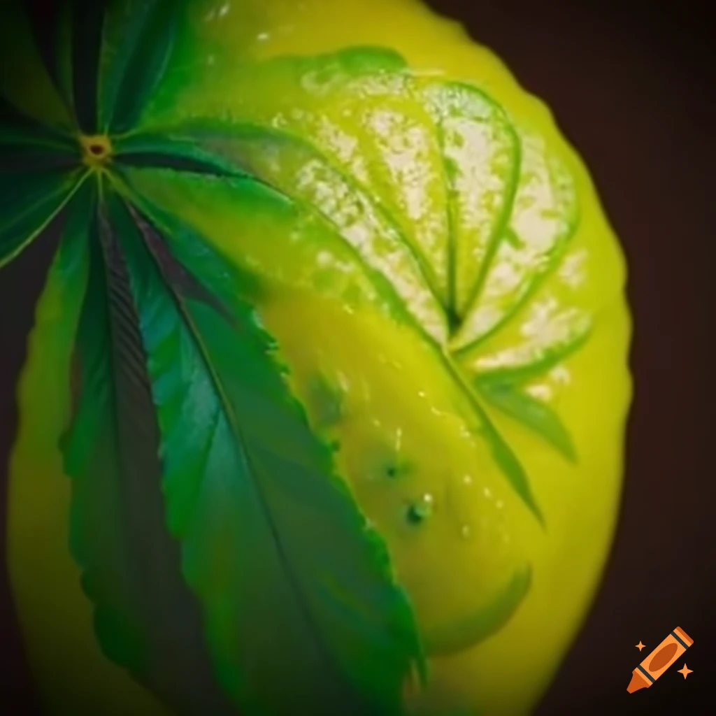 Lemon with marijuana leaf design