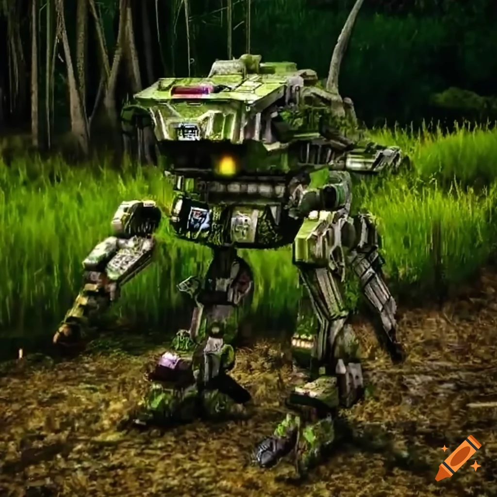 Light armored battle mech in a japanese forest on Craiyon