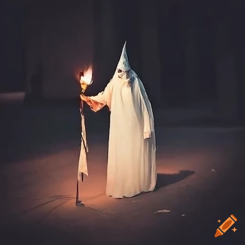 Group of people in ghost costumes chasing a black cat at night on Craiyon