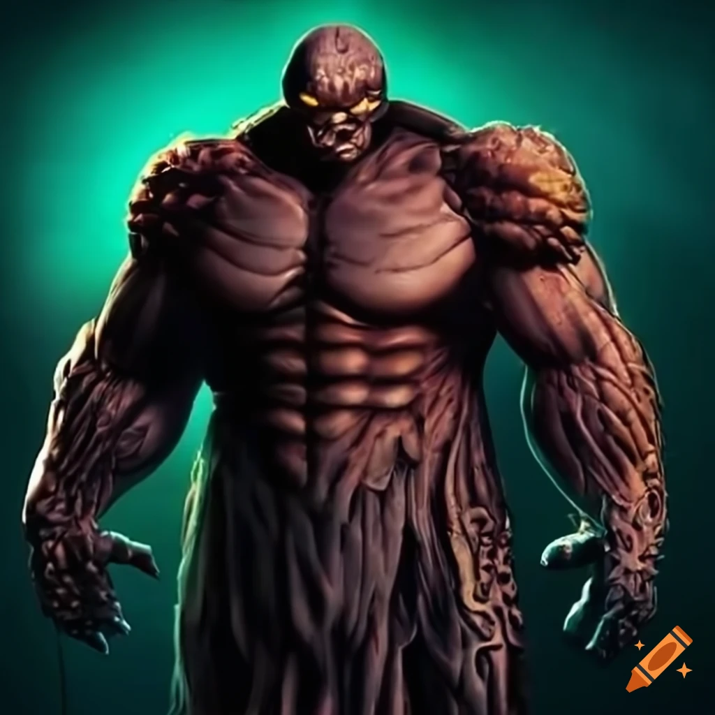 El nemesis, powerful boss character with grey skin and bulging muscles